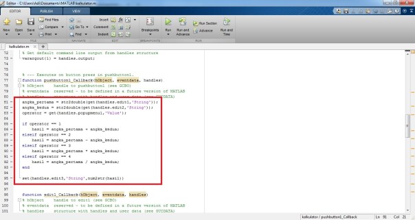 contoh koding gui matlab kalkulator sederhana | Pemrograman Matlab