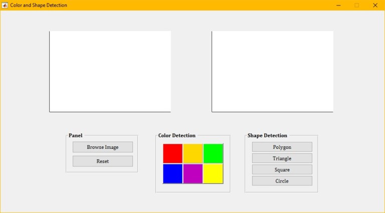 gui matlab tampilan awal deteksi warna dan bentuk objek | Pemrograman Matlab