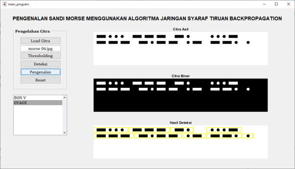 Pengenalan Sandi Morse Menggunakan Jaringan Syaraf Tiruan Backpropagation | Pemrograman Matlab
