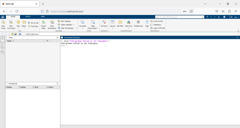 Cara Menggunakan MATLAB Online | Pemrograman Matlab